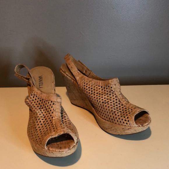 Vaneli | Shoes | Vaneli Natural Cork Lattice Wedge Heels Tan | Poshmark